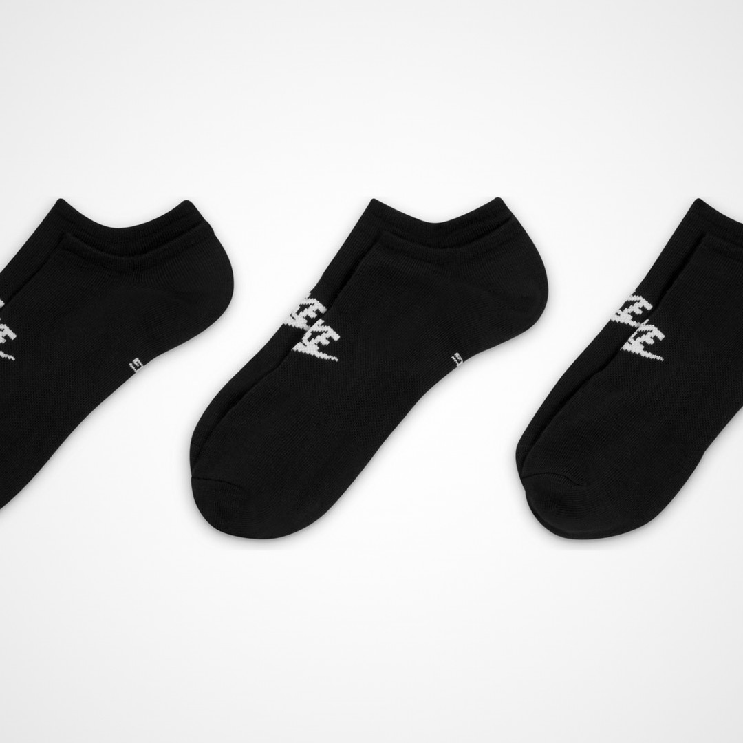 Nike Sportswear Everyday Essentials No-Show Socks 3 Pack (schwarz ...