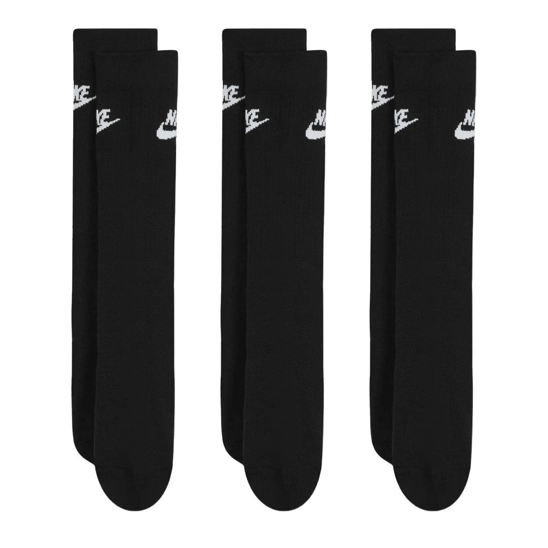 Nike Sportswear Everyday Essential Crew Socks 3 Pack (black / white ...